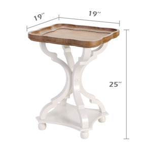 Ophelia & Co. Haag Rustic Farmhouse Cottage Core Accent End Table, Natural Tray Top Side Table ...